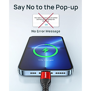 BLACKSYNCZE iPhone Charger, 6.6 FT MFi Certified Lightning Cable Fast Charging Nylon Braided Long iPhone Charger Cord Compatible with iPhone 13 12 11 Pro Max XS XR X 8 7 6S 6 Plus SE 5S - Red