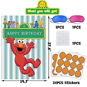 Seasme Friends Street Party Supplies Decorations, Pin The Nose On ELMO, Sesame Birthday Party Pin Game, Large Poster for Seasme Friends Street Birthday Party Decorations Things