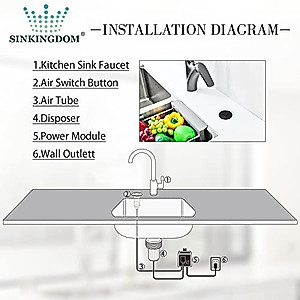 SINKINGDOM Garbage Disposal Air Switch Kit Sink Top with Long Button,Matte Black(Brass cover)