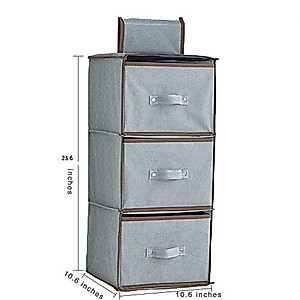 Adou 3 Shelf Hanging Closet Organizer 3 Drawers, Hanging Collasible Closet Storage Shelves, Canvas Hanging Closet Storage Organizer with Drawers for Clothing&Sweaters