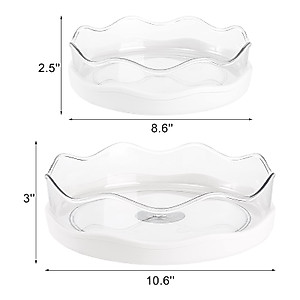ZENFUN 2 Pack Deep Lazy Susan, 10.5'' & 8.5'' Non-Slip Turntable Organizer, 360° Rotating Spice Organizer Countertop Food Storage Container for Cabinet, Pantry, Fridge, Bathroom Vanity, PP Material