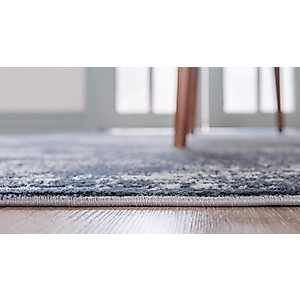 Rugs.com Oregon Collection Rug – 5' x 8' Blue Low-Pile Rug Perfect for Living Rooms, Large Dining Rooms, Open Floorplans
