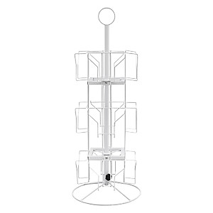 QUEMARQUE Greeting Card Display Stand, 3-Tier 12 Pockets Metal Postcard Display Rack Postcard Rack Retail Display Rack for Stickers Showcase (WHITE)
