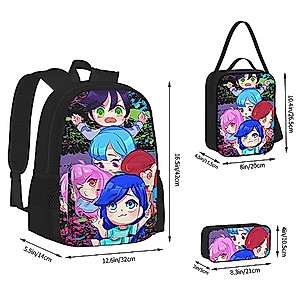 3-Piece Unisex Backpacks Set Including Travel Daypack, Lunch Tote Bag And Pencil Case Combination For Men Women