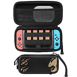 Flyekist Carrying Case for Nintendo Switch Lite - Monster Hunter Rise Theme - Portable Travel Protective Hard Storage Bag Soft Lining with 8 Game Card Slots for Switch Lite & Accessories