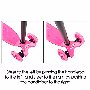 Lil' Rider Kids Scooter-Beginner Adjustable Height Handlebar, 3 LED Light-up Wheels, Kick Scooter-Fun Balance Riding Toy for Girls and Boys (Pink) (80-TK166610P)