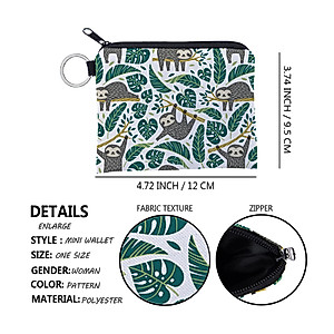 Cute Animal Sloth Coin Purses Water Resistant Mini Wallet Change Holders Credit Cards Key Storage Bag Coin Pouch(2Packs)