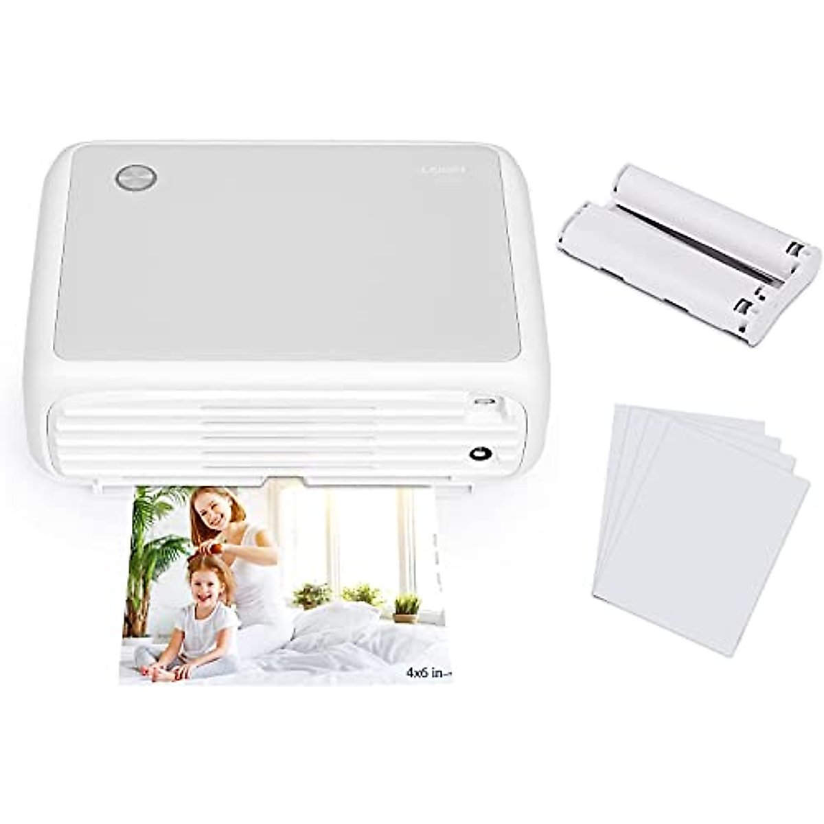 HPRT 4x6 Photo Printer AR Portable Instant Photo Printer 4 Pass 300 DPI Premium Quality Photo Compatible with iOS, Android and Bluetooth Devices (White)