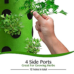 2 Pack Green Upside Down Tomato & Herb Planter, Outdoor Hanging Durable Aeration Fabric Strawberry Planter Bags