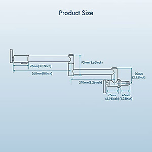 Cinwiny Brushed Nickel Pot Filler Wall Mount Kitchen Restaurant Sink Faucet Stainless Steel Stretchable Commercial Faucet with Folding Double Joint Swing Arm Single Hole Two Handles