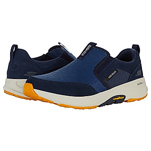Skechers mens Go Walk Outdoor - Athletic Slip-on Trail Hiking Shoes With Air Cooled Memory Foam Sneaker, Navy/Yellow, 1 11 US