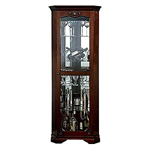 Furniture of America Lennie Glass Door Corner Curio Cabinet in Walnut