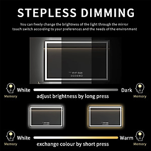 GESIPOR 60"x36" Bathroom LED Mirror with Wireless Speaker Wall Switch - Lighted Vanity Mirrors for Bathroom Wall Mounted Backlit, Dimmable Light 3000K/6000K Anti-Fog Makeup Smart Mirror (Horizontal)