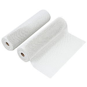BAKHUK Grip Shelf Liner, 2 Rolls of Non-Adhesive 17 Inch x 25 Feet Cabinet Liner Durable Organization Liners for Kitchen Cabinets Drawers Cupboards Bathroom Storage Shelves (White)