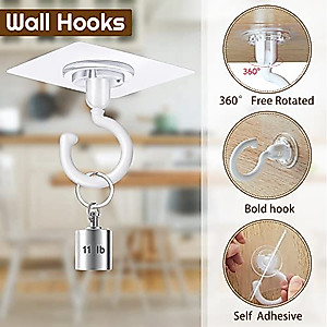 Jetec 9 Pieces Adhesive Ceiling Hooks White Under Cabinet Hooks Plastic Heavy Duty Adhesive Hooks Utility Hooks for Ceiling Hanging Sticky Ceiling Hooks for Kitchen Bathroom Bedroom Wall Hooks Holder