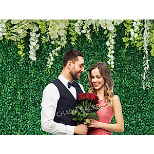 CHAIYA 8X6FT Greenery Backdrop with Flowers Green Leaf White Flower Photo Backdrops Bridal Shower Backdrop for Wedding Backdrops Reception Ceremony Birthday Party Decoration CY273