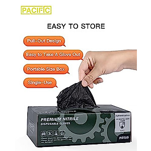 PACIFIC PPE Black Nitrile Disposable Gloves, 6 Mil, Food-Safe, Cooking & Cleaning, Powder-Free, Heavy-Duty, Textured Fingertips, 100 Count, L