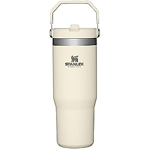 Stanley IceFlow Stainless Steel Tumbler with Straw - Vacuum Insulated Water Bottle for Home, Office or Car - Reusable Cup with Straw Leakproof Flip - Cold for 12 Hours or Iced for 2 Days (Cream)