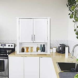 ZenStyle Bathroom Wall Cabinet Over The Toilet, White Medicine Cabinet with 2 Doors and Adjustable Inner Shelves, for Bathroom, Living Room