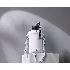 H2O Capsule 2.2L Half Gallon Water Bottle with Storage Sleeve and Covered Straw Lid – BPA Free Large Reusable Drink Container with Handle - Big Sports Jug, 2.2 Liter (74 Ounce) Canvas White