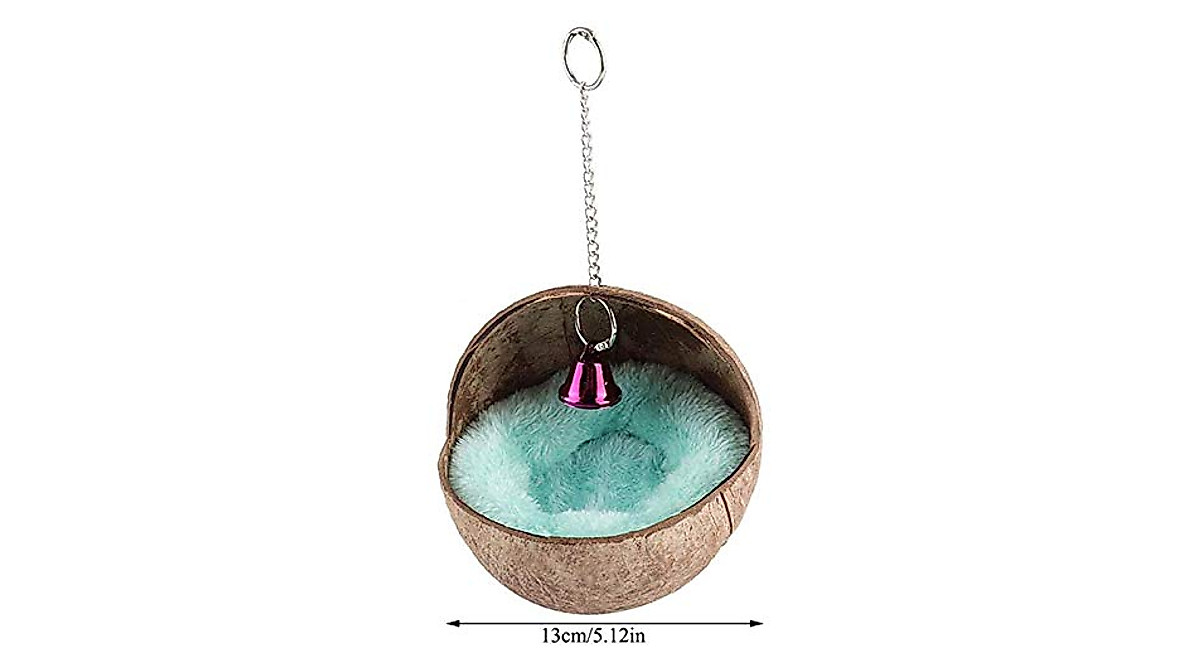 Cusstally Coconut Shell Bird Nest House Bed with Warm Pad for Parrot ...
