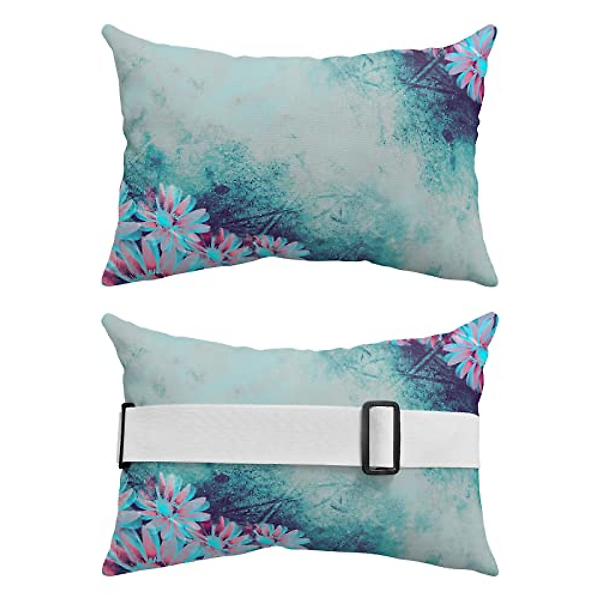 Recliner Head Pillow Ledge Loungers Chair Pillows with Insert Gradient Floral Mottled Retro Pattern Lumbar Pillow with Adjustable Strap Outside Patio Decorative Garden Cushion for Bench Couch, 2 PCS
