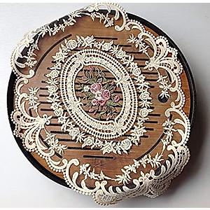 2Pack Retro Lace Placemats, French Crochet Doilies, Handmade Embroidered Table Mats, 12x16-in Beige Place Mats Cup Mat