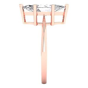 Clara Pucci 2.50 ct Marquise Cut Solitaire White Lab Created Sapphire Engagement Bridal Promise Anniversary Ring 18K Rose Gold Size 3.5