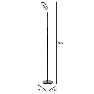 SOARZ Floor Lamp with 4 Color Temperatures and Stepless Dimmer, Adjustable Goose Neck Standing Lamp with Touch Control and Remote Control LED Floor Lamp for Living Room, Bedroom and Office, Black