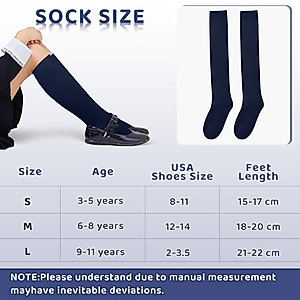 4 Pairs Girls Knee High Socks Cotton Knit Over Craft Thigh High Socks for Baby Toddler School Uniform(Dark blue,Medium)