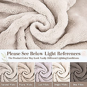Nelaukoko Fleece Blanket Fuzzy Plush Throw Blanket 50" x 60", Super Soft Fluffy Lightweight Sofa Blanket Comfy Microfiber Flannel Blankets for Couch, Bed, Air-Conditioned Rooms (Beige)