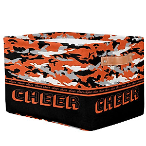 SinSenMa Cheer Gifts Storage Baskets with Handles,Foldable Cubes Storage Box Bin,Waterproof Open Shelf Basket Organizer for Clothes Toy Gift Baskets Orange