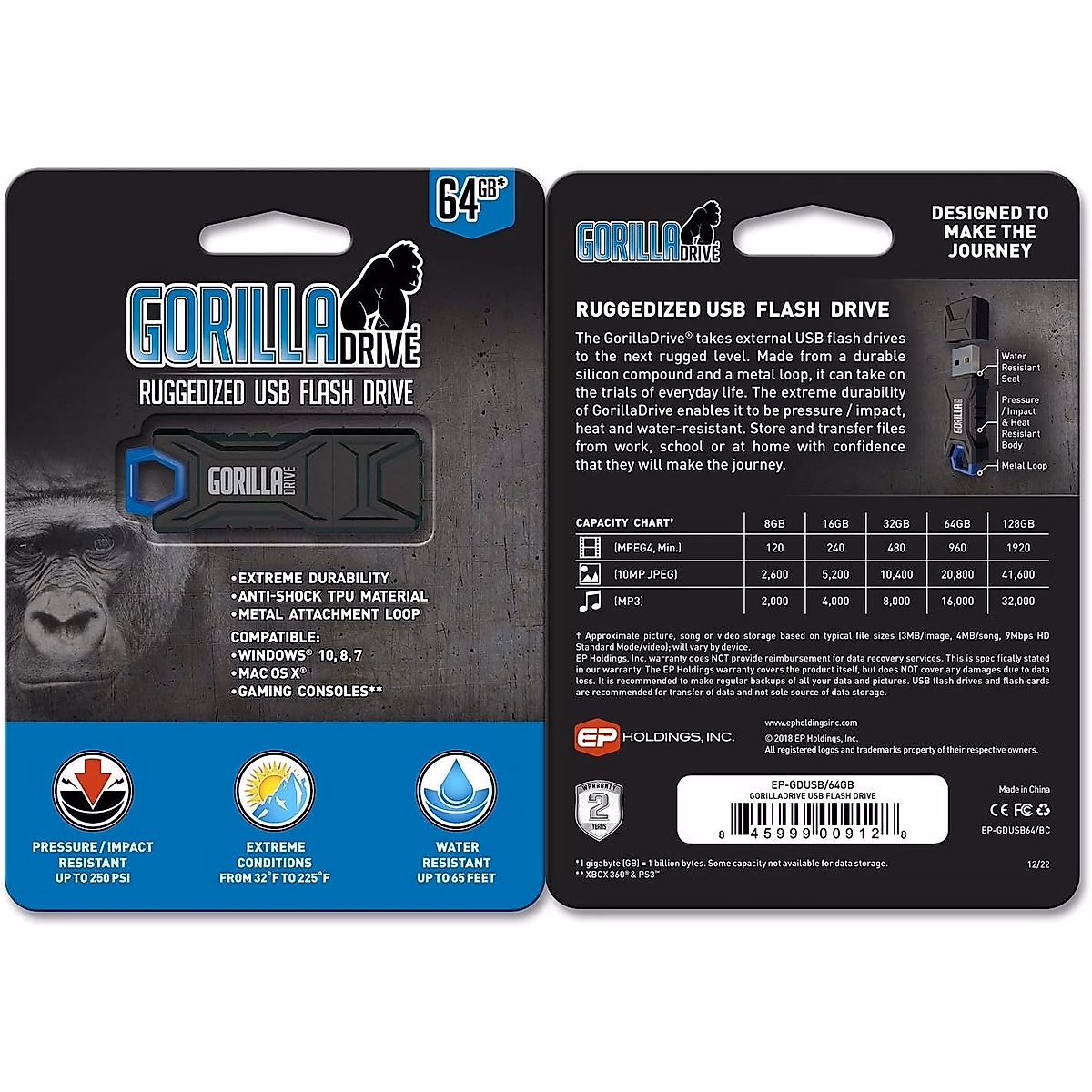 GorillaDrive Ruggedized 64GB USB Flash Drive (Single)