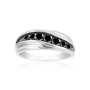 Vogati 1.00 Ct Black Diamond Ring in Sterling Silver - Valentine's Day Sale