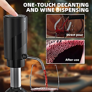 2024 New Wine Aerator Electric Wine Decanter Automatic Wine Aerator, One Touch Wine Dispenser Wine pourer with USB Rechargeable,Wine Lover for women&Men(Black-ABS)