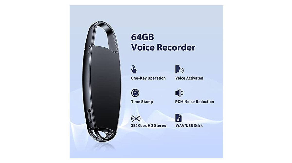 Telele 64GB Voice Recorder - High-Quality Audio & Long Battery Life