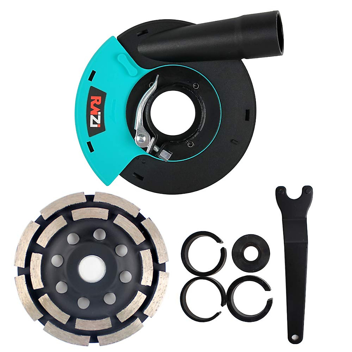 Raizi 5 inch Universal Surface Grinding Dust Shroud Hand Angle Grinder+5 inch Diamond Grinding Cup Wheel