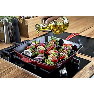 Staub Cast Iron 12-inch Square Grill Pan - Cherry, Made in France