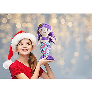illuOKey Mermaid Doll for Girls, Mermaid Princess Plush, Soft and Snuggly Plush Animal, Lovely Bright Colors, Perfect for Nap Time, Sleep, Travel, Play Time, Birthday Present, 16 Inches