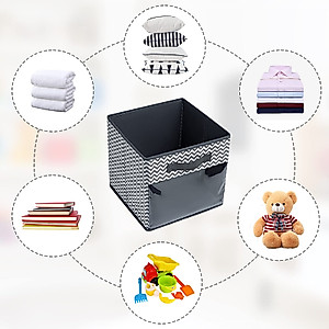 DIMJ Cube Storage Bins, 3 Packs Clear Window Fabric Storage Bin Organizer for Closet Shelves Home Storage Cubes Organizer with Handles