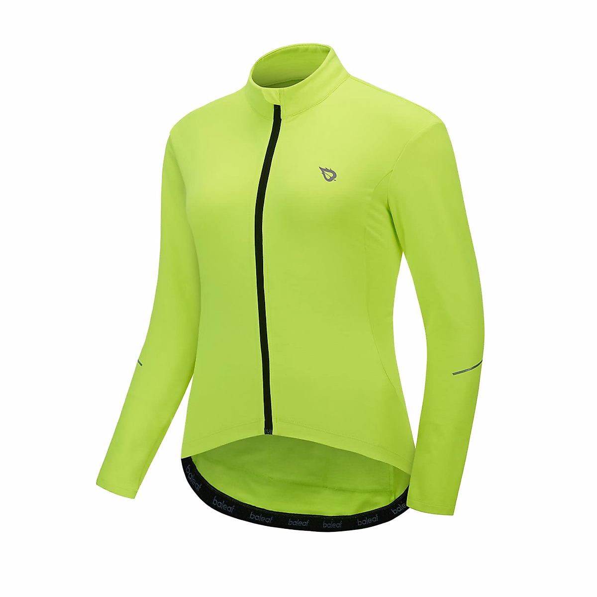 BALEAF Women's Thermal Cycling Jersey Long Sleeve Winter 4 Pockets Bike Fleece Jackets Windproof Cold Weather Fluorescent Yellow XXL