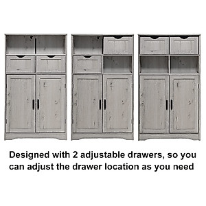 Iwell Storage Cabinet with Drawers & Shelf, Floor Storage Cabinet with Double Door, Sideboard, Cupboard for Living Room, Home Office