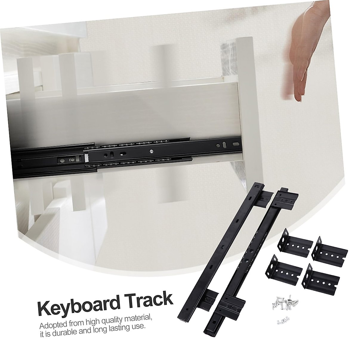 SEWOART 1 Pair Keyboard Drawer Rails Silent and Smooth Under Desk Keyboard Slides Solid Steel Ball Bearings Design Black Ultra Soft-Close Function