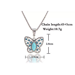 Cocazyw Silver Turquoise Bracelet and Earrings for Women Girl Retro Charm Gemstone Jewelry Set Pendant Necklace and Drop Earrings for Women Girl (style one)