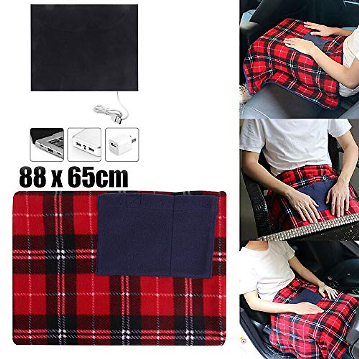 YTFU USB Electric Heated Throw Blanket,Winter Warming Heating Blanket Throw,Electric Heated Shawl and Lap Blanket Emergency Blanket for Car Home Office Traveling Camping