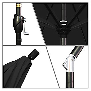 California Umbrella GSPT908302-5408 9' Round Aluminum Market, Crank Lift, Push Button Tilt, Black Pole, Sunbrella Patio Umbrella, 9-Feet
