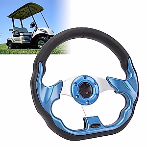 Steering Wheel Kit, PU Leather Surface Strong Grip Wear Resistant Cart Steering Wheel 12.5 Inch Universal Beautiful for DS Precedent Onward Tempo (Blue)