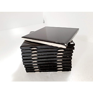 4 in Black Ceramic Tile 4.25 inch Shower Bathroom Kitchen Backsplash American Olean Gloss 4 1/4" Box 10 Piece