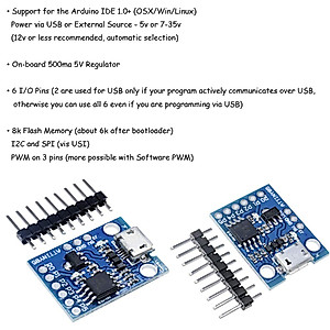 Ximimark 2Pcs Digispark Kickstarter Mini ATTINY85 USB Development Board Module for Arduino IDE 1.00