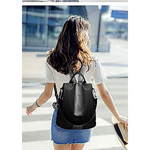 Andongnywell Women Waterproof Nylon Schoolbags Anti-Theft Backpack Lightweight Shoulder Rucksack Fashion Travel Bag (Black)